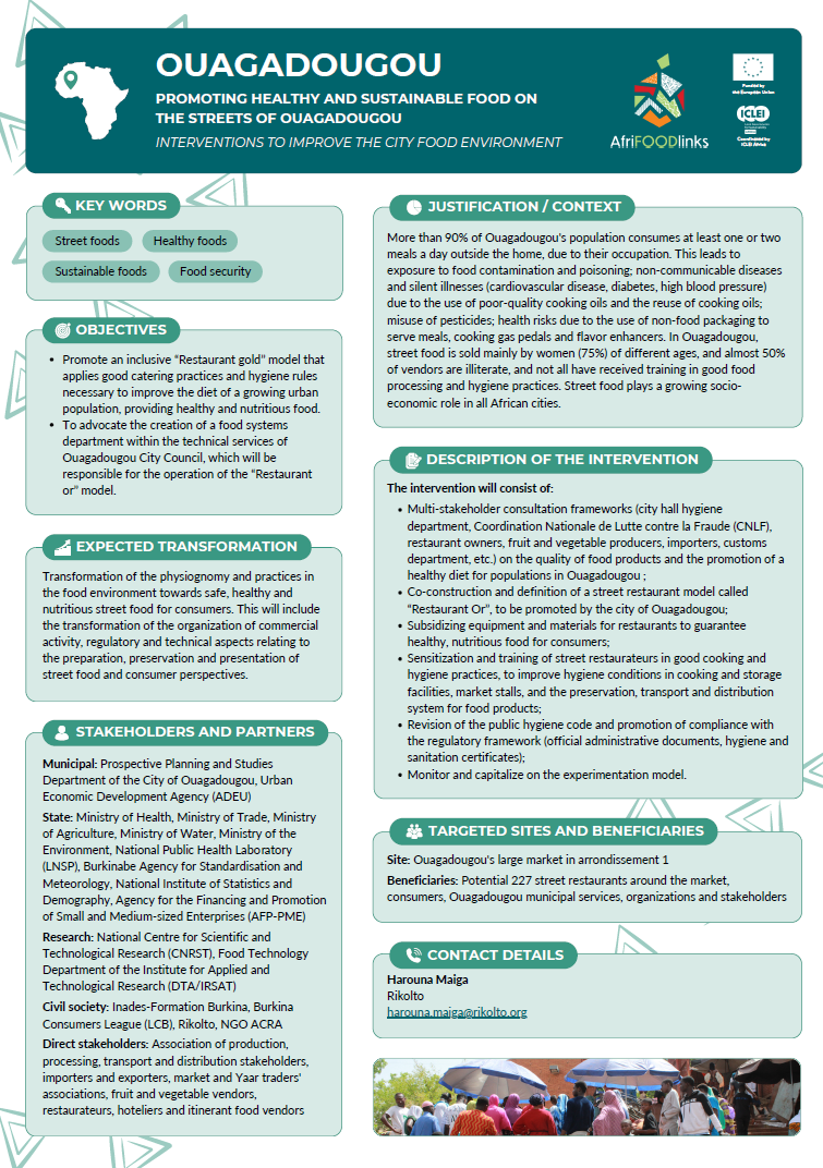Ouagadougou pilot project infographic - afrifoodlinks