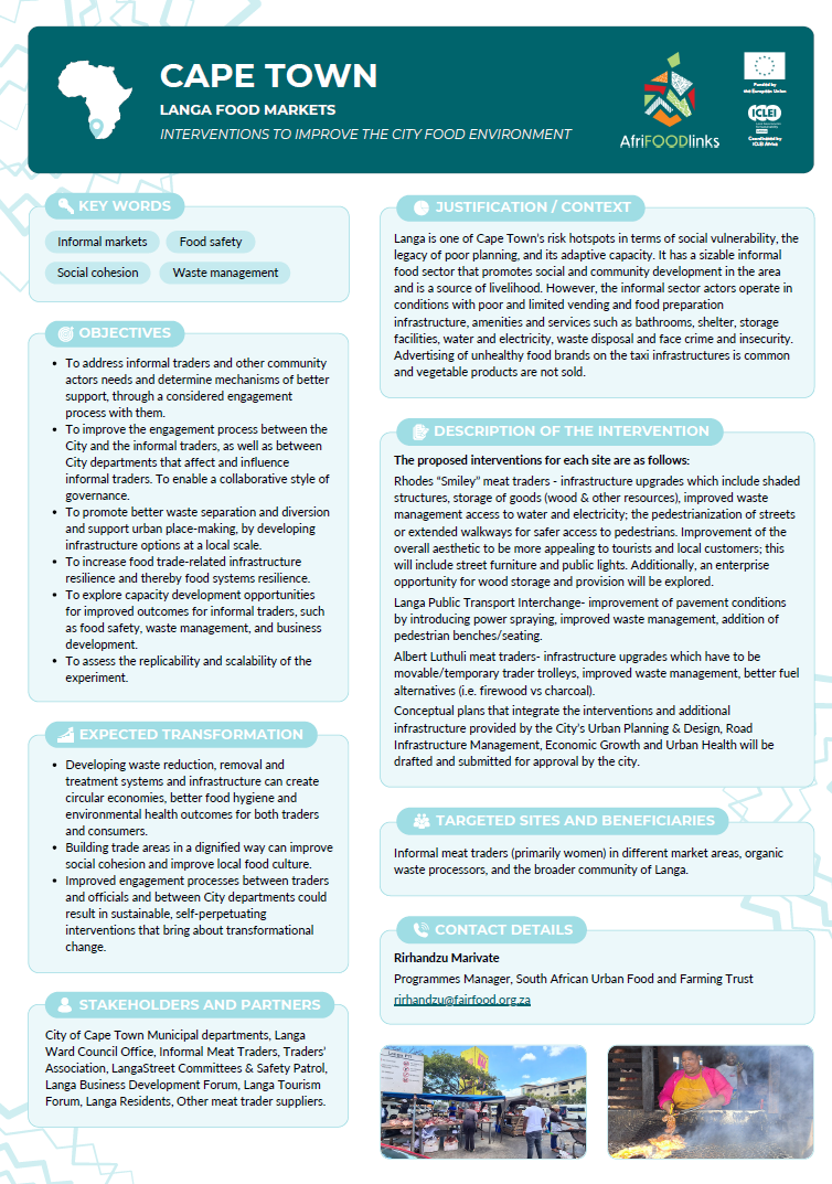 Cape Town pilot project infographic - afrifoodlinks