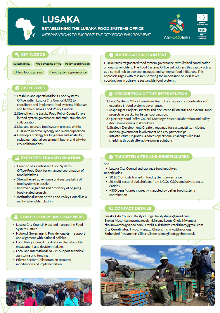 Lusaka pilot project infographic - afrifoodlinks